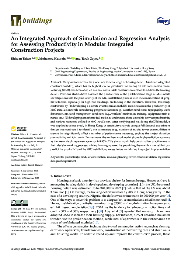 (PDF) An Integrated Approach of Simulation and Regression Analysis for ...