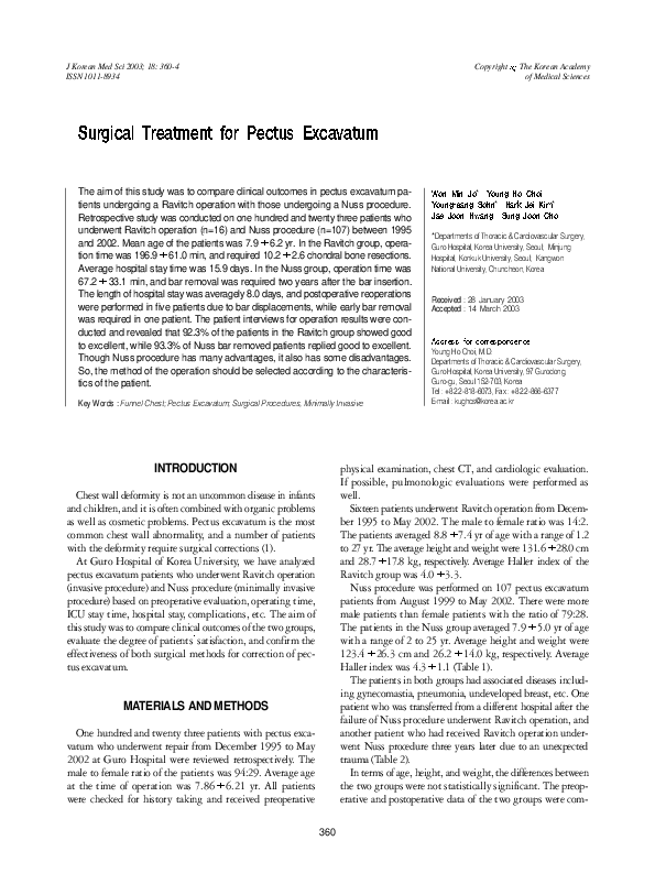 (PDF) Surgical Treatment for Pectus Excavatum