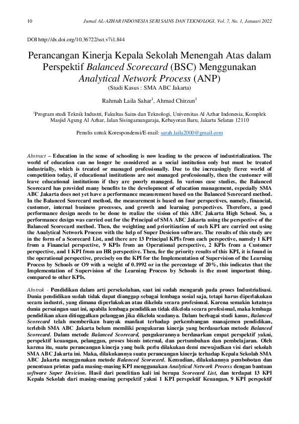 (PDF) Perancangan Kinerja Kepala Sekolah Menengah Atas dalam Perspektif Balanced Scorecard (BSC ...