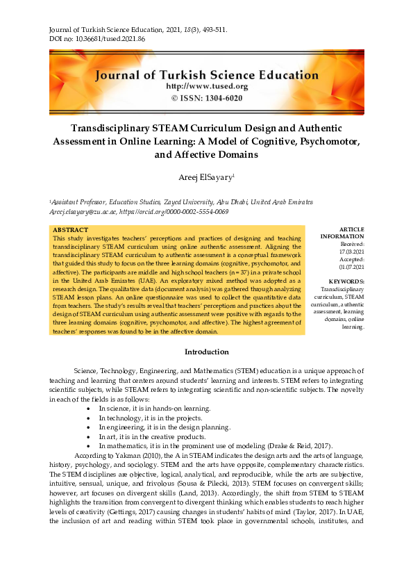 (PDF) Designing and Teaching Transdisciplinary STEAM Curriculum Using ...