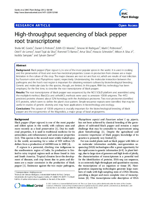 (PDF) High-throughput sequencing of black pepper root transcriptome