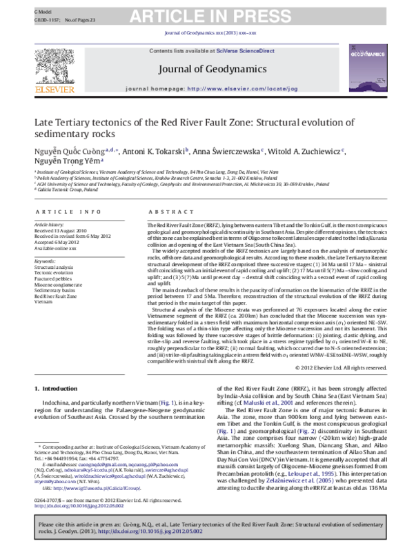 (PDF) Late Tertiary tectonics of the Red River Fault Zone: Structural ...