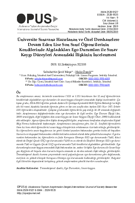 (PDF) Üniversite Sınavına Hazırlanan ve Özel Dershanele-re Devam Eden Lise Son Sınıf ...