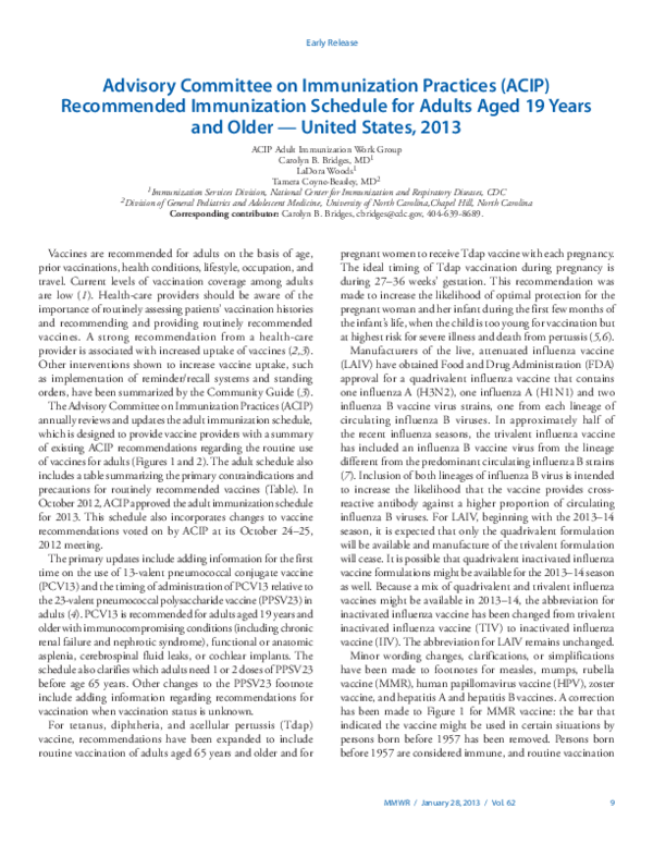(PDF) Advisory Committee on Immunization Practices (ACIP) Recommended ...