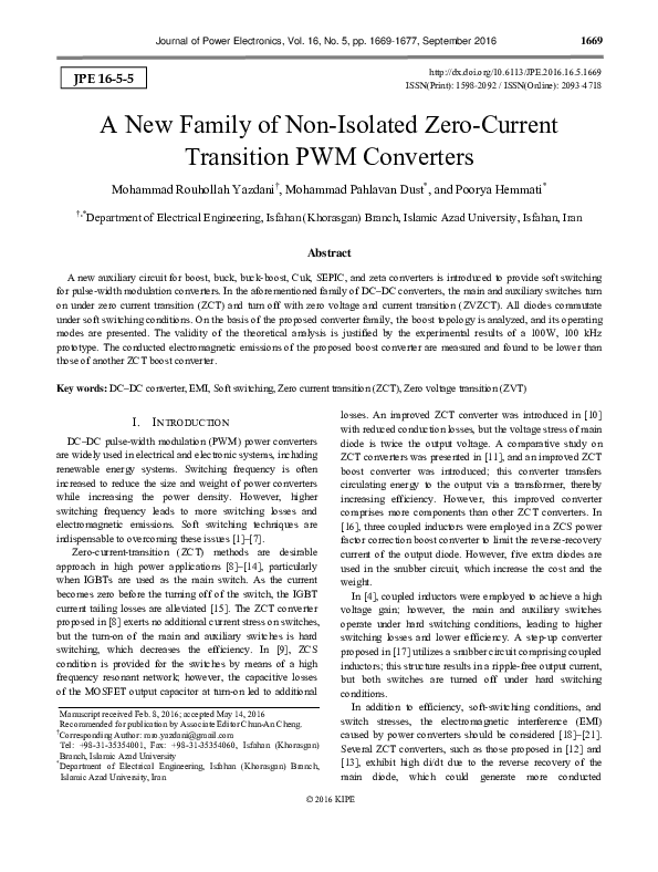 (PDF) A New Family of Non-Isolated Zero-Current Transition PWM Converters