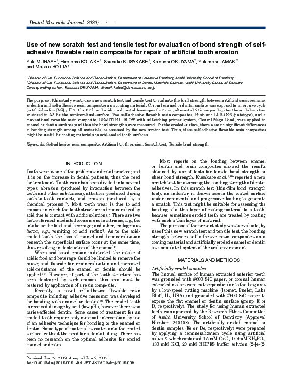 (PDF) Use of new scratch test and tensile test for evaluation of bond ...