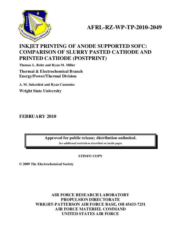 (PDF) Inkjet Printing of Anode Supported SOFC: Comparison of Slurry ...