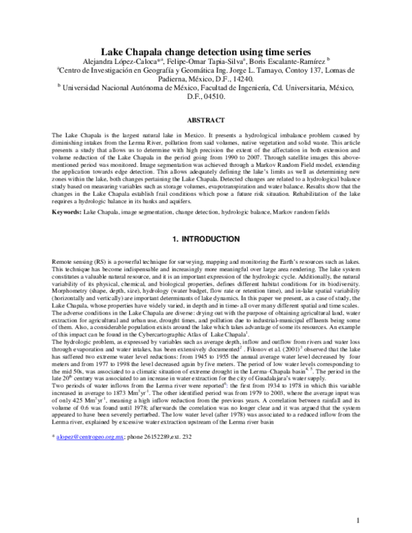 (PDF) Lake Chapala change detection using time series