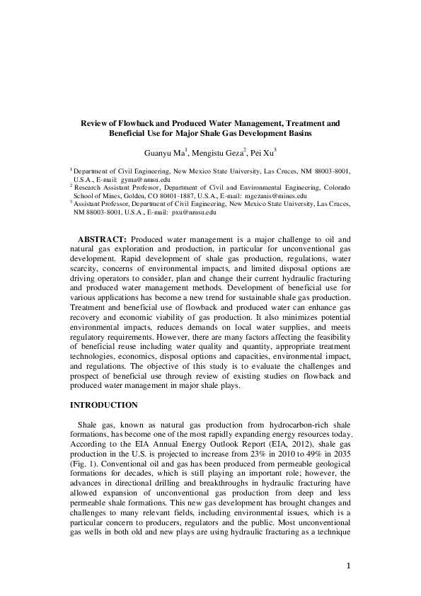 (PDF) Review of Flowback and Produced Water Management, Treatment, and ...