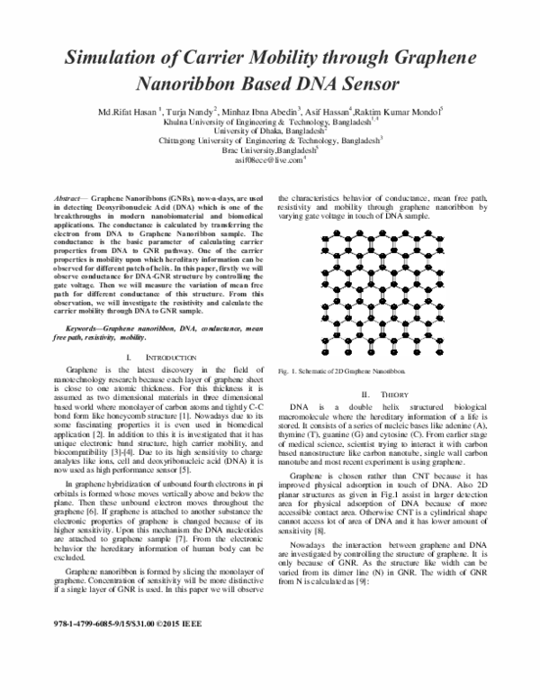 (PDF) Simulation of carrier mobility through Graphene Nanoribbon based DNA sensor