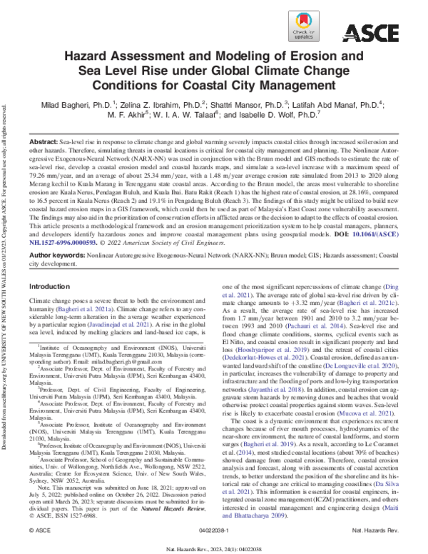 (PDF) Hazard Assessment and Modeling of Erosion and Sea Level Rise under Global Climate Change ...