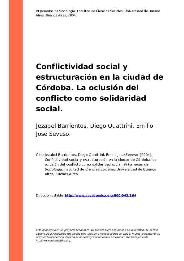(PDF) Conflictividad social y estructuración en la ciudad de Córdoba. La oclusión del conflicto ...