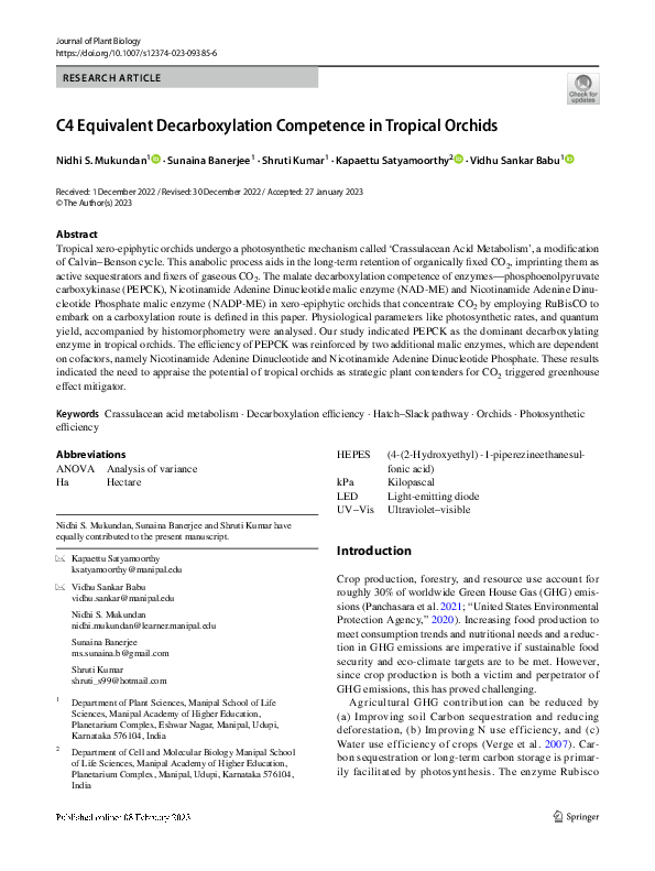 (PDF) C4 Equivalent Decarboxylation Competence in Tropical Orchids