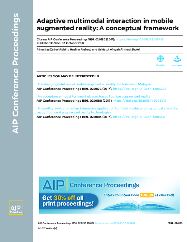 (PDF) Adaptive multimodal interaction in mobile augmented reality: A conceptual framework