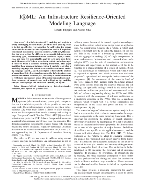(PDF) IML: An Infrastructure Resilience-Oriented Modeling Language