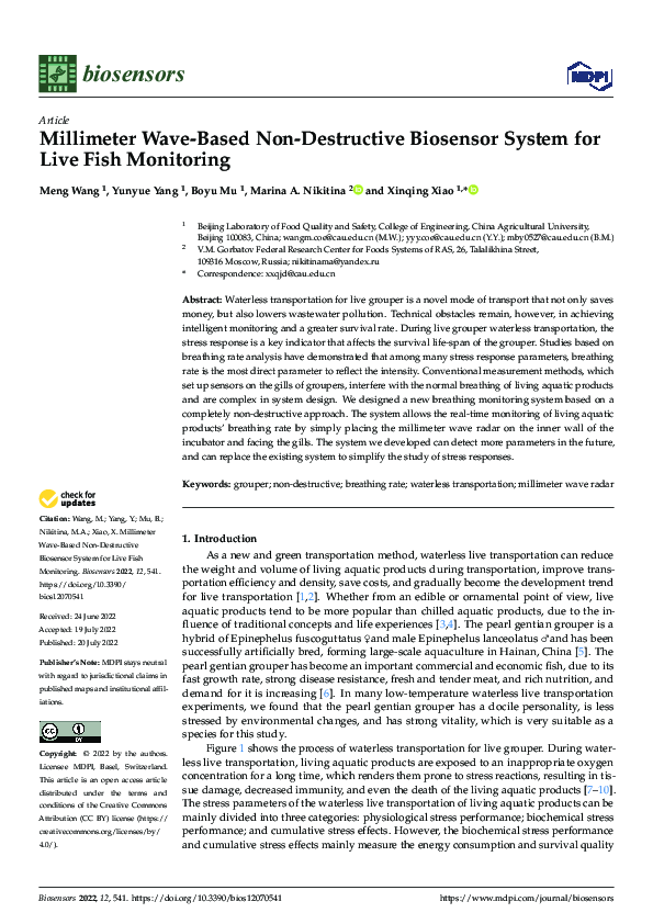 (PDF) Millimeter Wave-Based Non-Destructive Biosensor System for Live ...