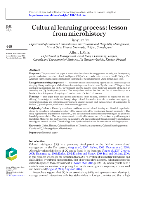 (PDF) Cultural learning process: lesson from microhistory