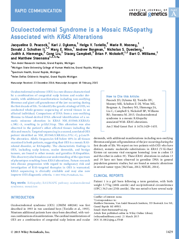 (PDF) Oculoectodermal syndrome is a mosaic RASopathy associated with ...