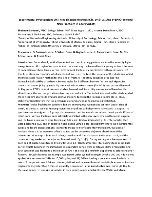 Pdf Experimental Investigations On Three Fixation Methods Css Dhs