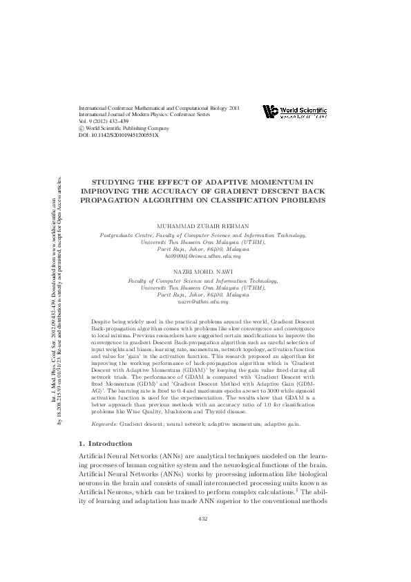 (PDF) Studying the Effect of Adaptive Momentum in Improving the Accuracy of Gradient Descent ...