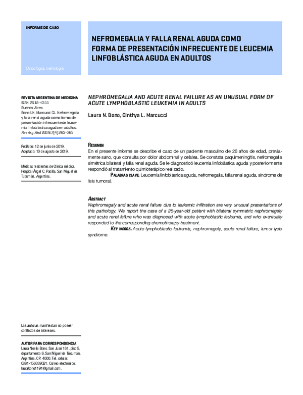 (PDF) Nefromegalia y Falla Renal Aguda Como Forma De Presentación ...