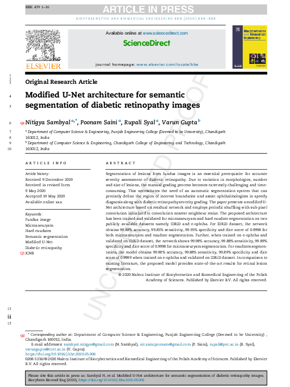 Pdf Enhanced U Net For Diabetic Retinopathy Segmentation