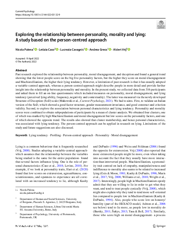(PDF) Exploring the relationship between personality, morality and ...