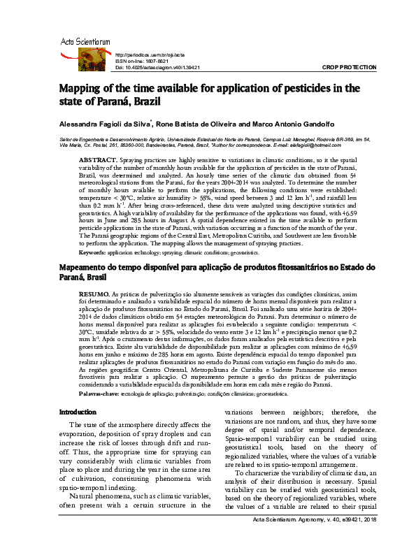 (PDF) Mapping of the time available for application of pesticides in ...
