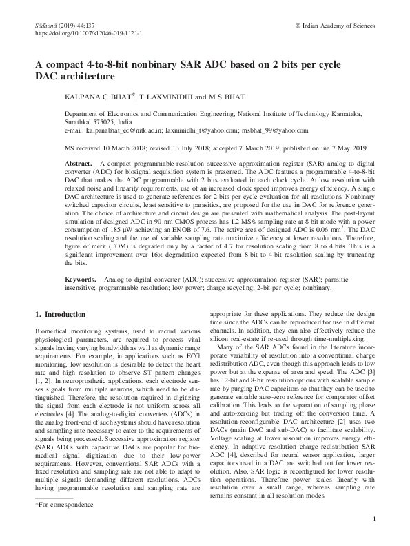 (PDF) A compact 4-to-8-bit nonbinary SAR ADC based on 2 bits per cycle ...