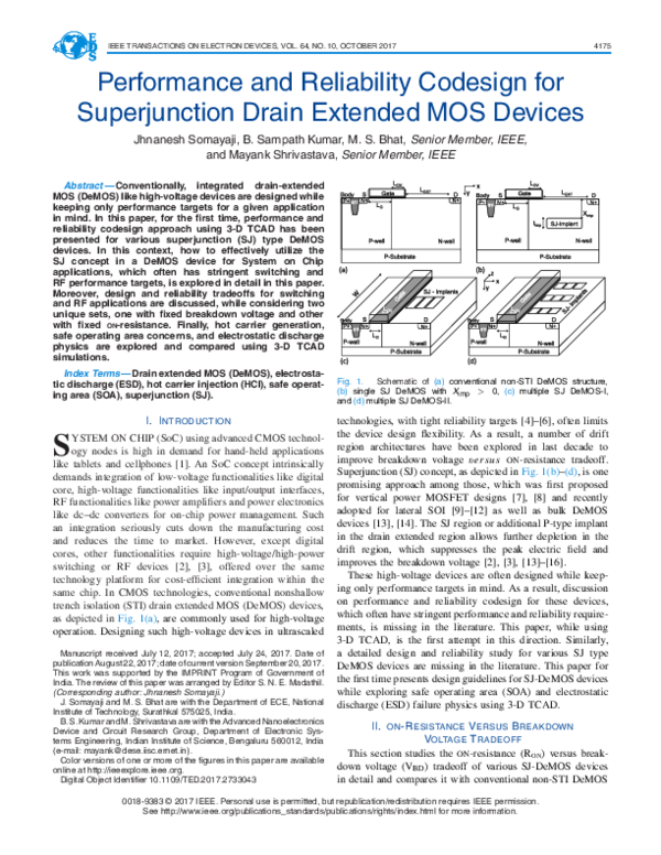 (PDF) Performance and Reliability Codesign for Superjunction Drain ...