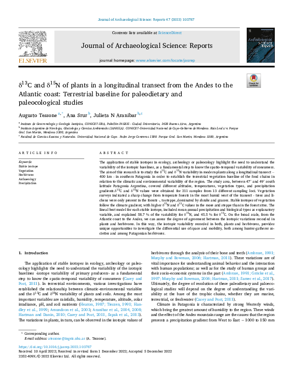 (PDF) δ 13 C and δ 15 N of plants in a longitudinal transect from the ...