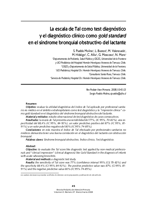 La escala de Tal como test diagnóstico y el diagnóstico y el ...