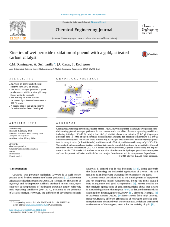 (PDF) Kinetics of wet peroxide oxidation of phenol with a gold ...