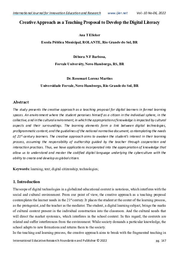 (PDF) Creative Approach as a Teaching Proposal to Develop the Digital Literacy