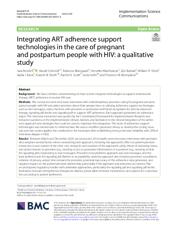 (PDF) Integrating ART adherence support technologies in the care of ...