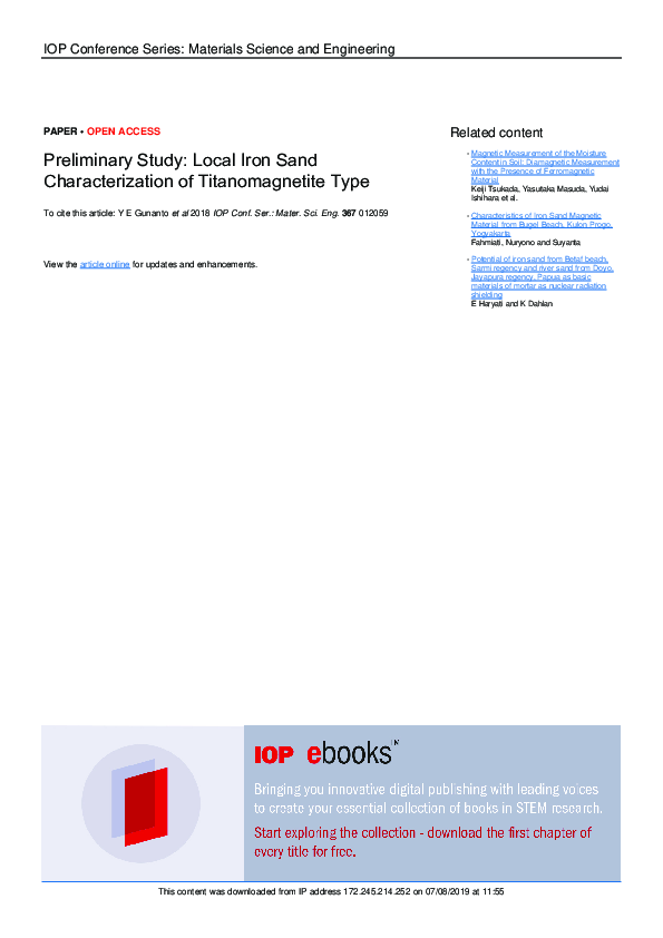 (PDF) Preliminary Study: Local Iron Sand Characterization of ...