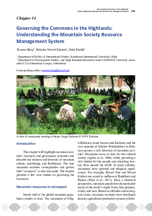 (PDF) Governing the Commons in the Highlands: Understanding the ...