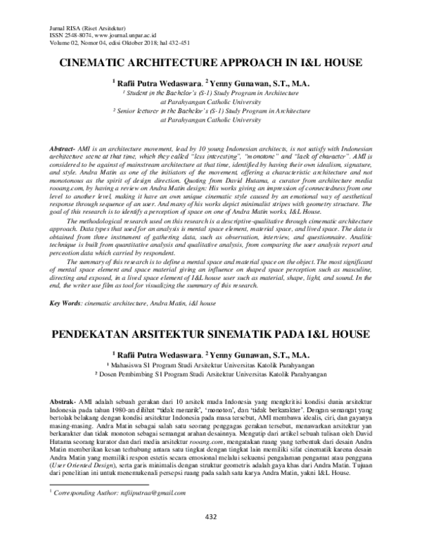 (PDF) Cinematic Architecture Approach in I House