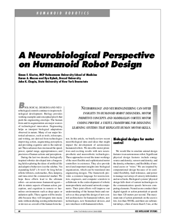 (PDF) A neurobiological perspective on humanoid robot design