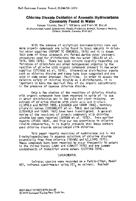 (PDF) Chlorine dioxide oxidation of aromatic hydrocarbons commonly ...
