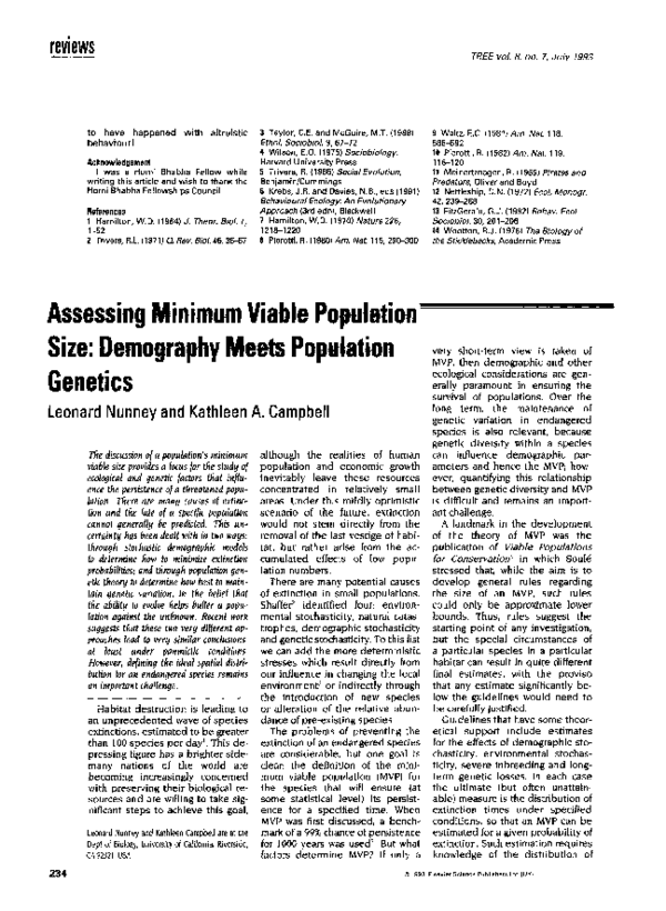 (PDF) Assessing Minimum Viable Population Size: Demography meets Population Genetics