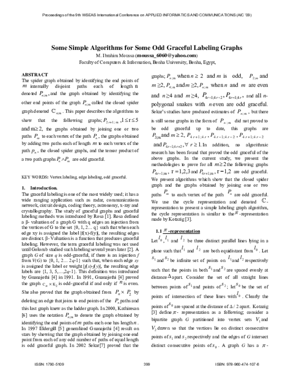 Pdf Some Simple Algorithms For Some Odd Graceful Labeling Graphs 9034