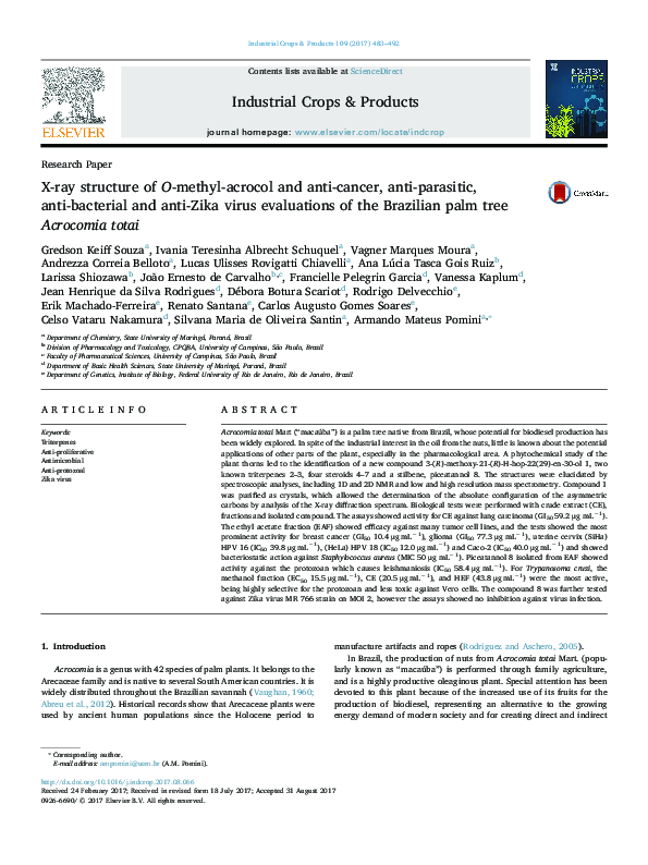 (PDF) X-ray structure of O-methyl-acrocol and anti-cancer, anti ...