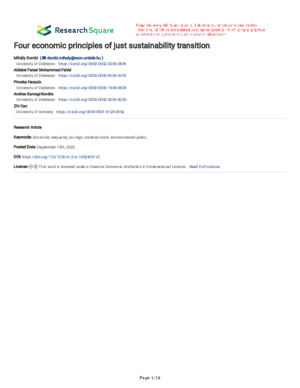 (PDF) Four economic principles of just sustainability transition