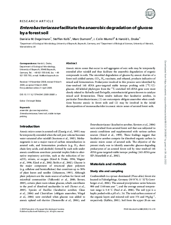 (PDF) Enterobacteriaceae facilitate the anaerobic degradation of ...