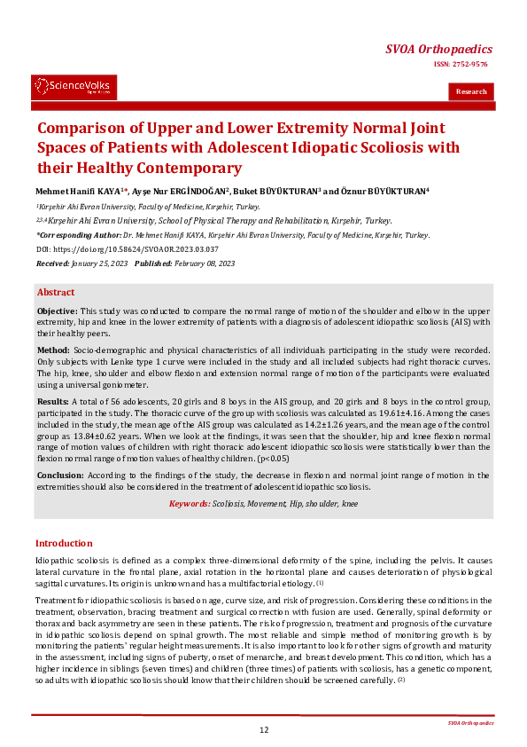 (PDF) Comparison of Upper and Lower Extremity Normal Joint Spaces of ...