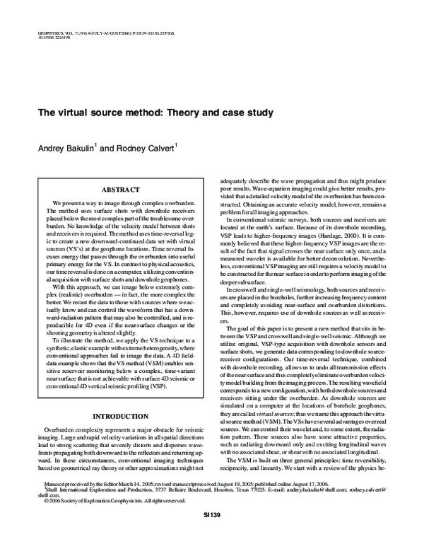 (PDF) The virtual source method: Theory and case study