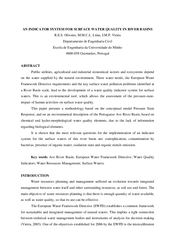 (PDF) An Indicator System for Surface Water Quality in River Basins