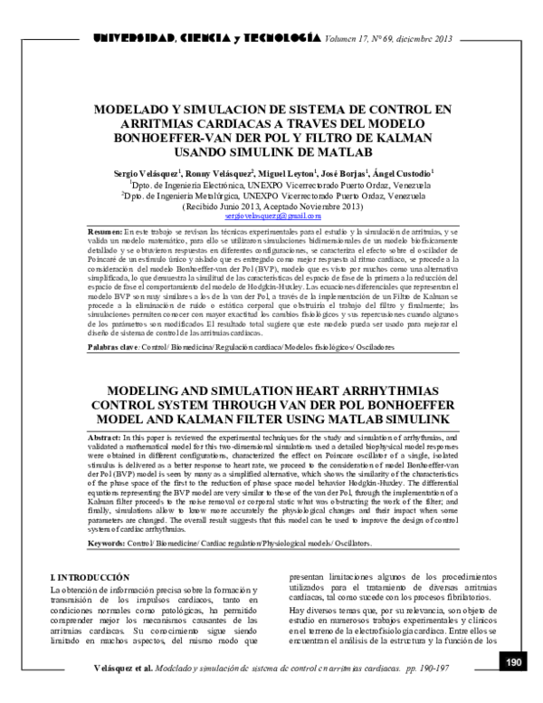 (PDF) Modelado y simulacion de sistema de control en arritmias ... (PDF) Modelado y simulacion de sistema de control en arritmias ...
