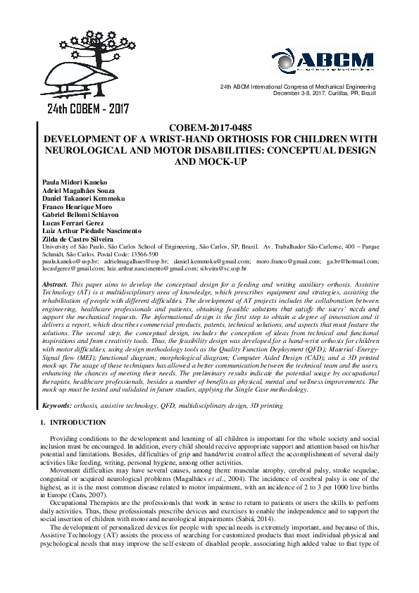 (PDF) Development of a wrist-hand orthosis for children with ...